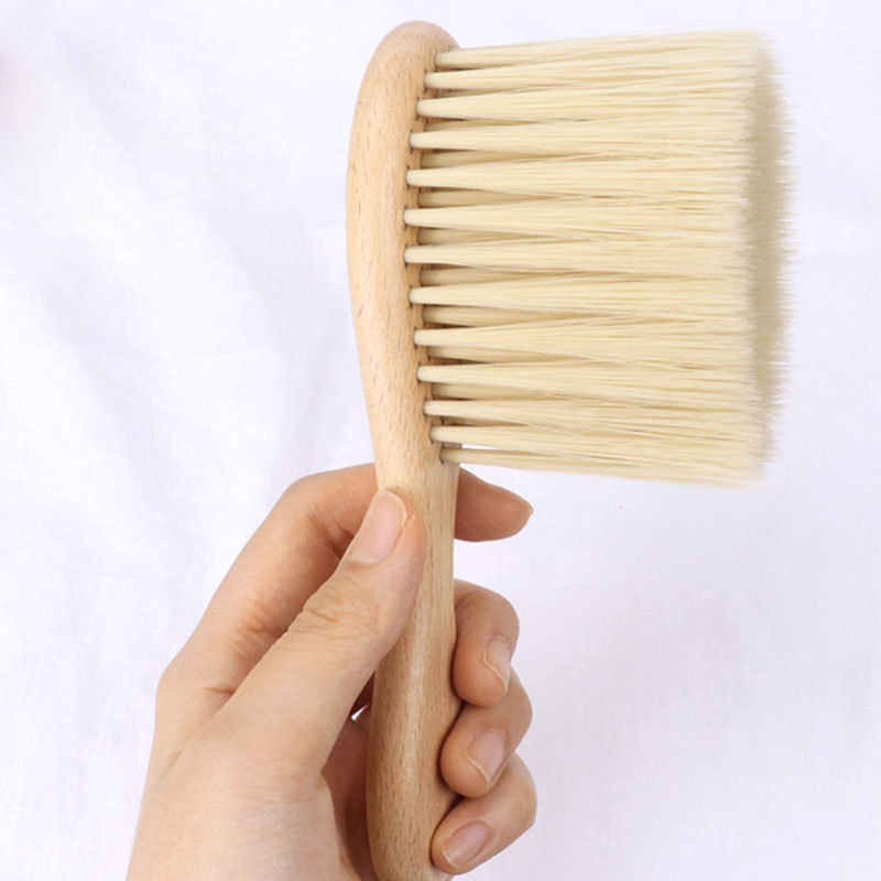 [SNOW] Wooden Brush Comb Neck Face Duster Barber Hair Sweeping Cutting ...