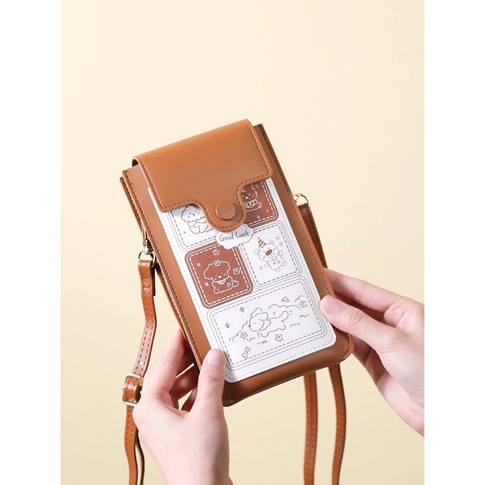 Pu Touch Screen Thickened Rope Strap Diagonal Cartoon Mobile Phone Bag ...
