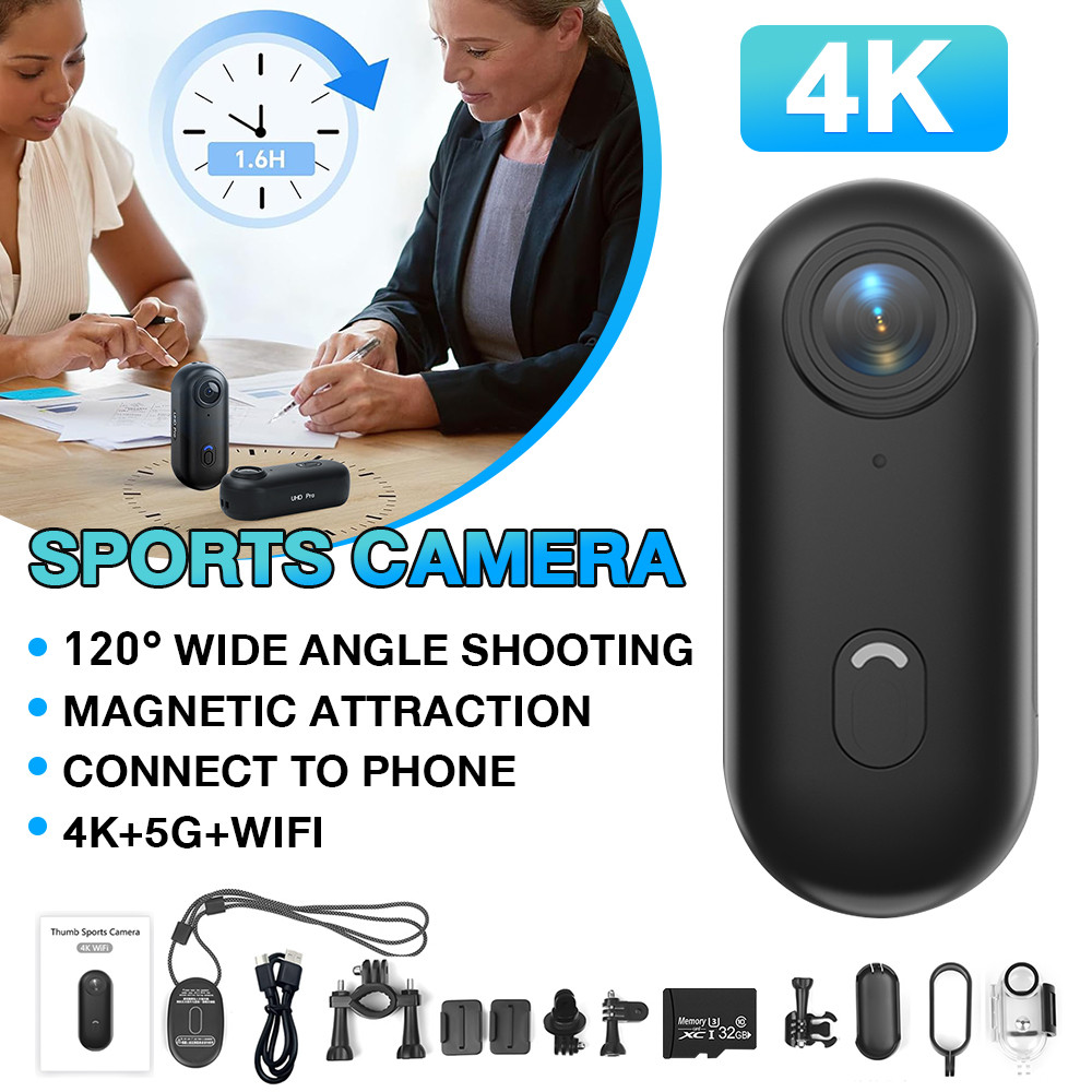 Mini Action Camera 4K/30FPS WiFi Camera Wateroroof Live Portrait Mode ...
