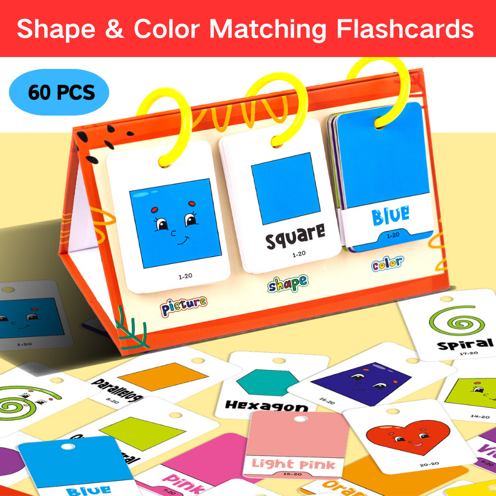 Picture Shape & Color Recognition Matching English Cards for Kids ...