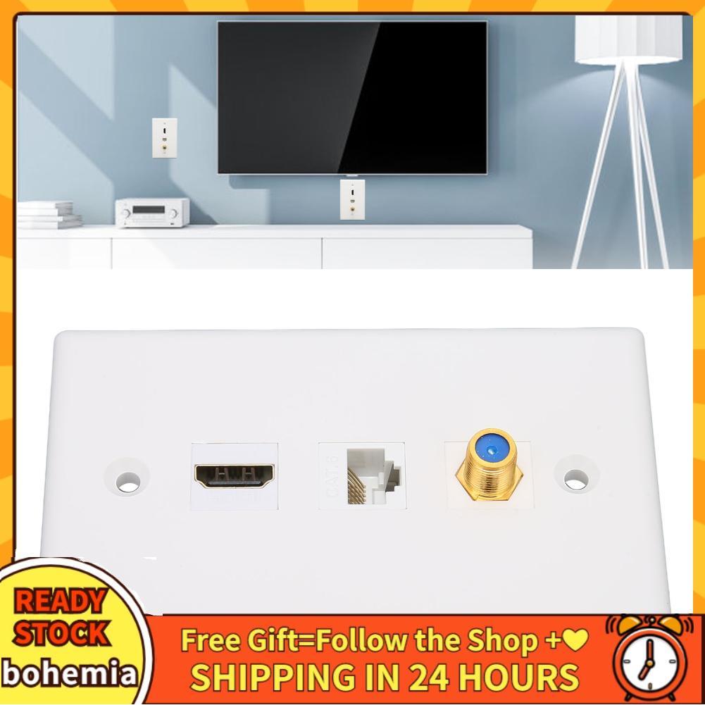 bohemia 3 Port HD Multimedia Interface Ethernet Wall Plate TV F Head ...