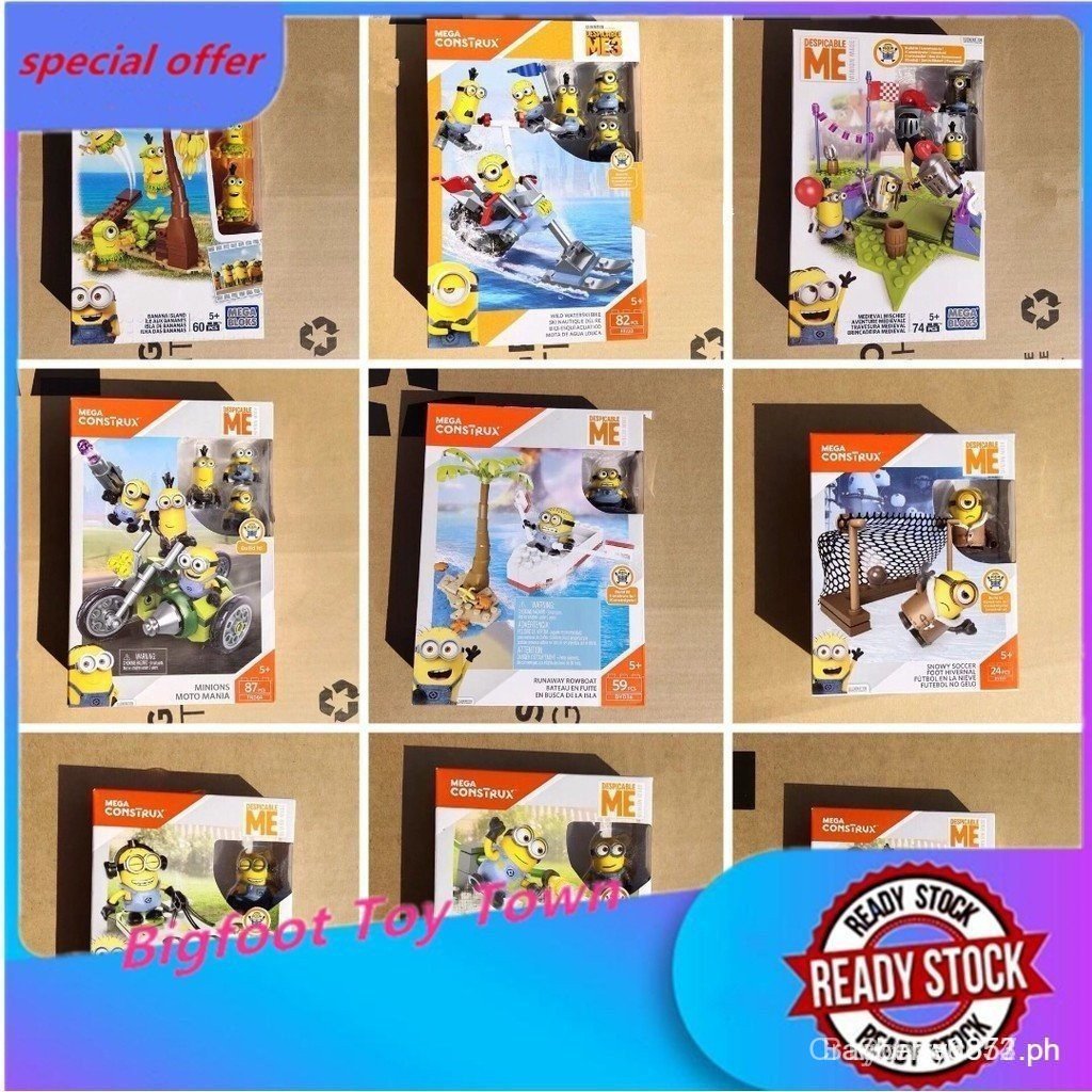 MEGA Minion blocks, minion lab, motorcycle, pirate ship, various ...