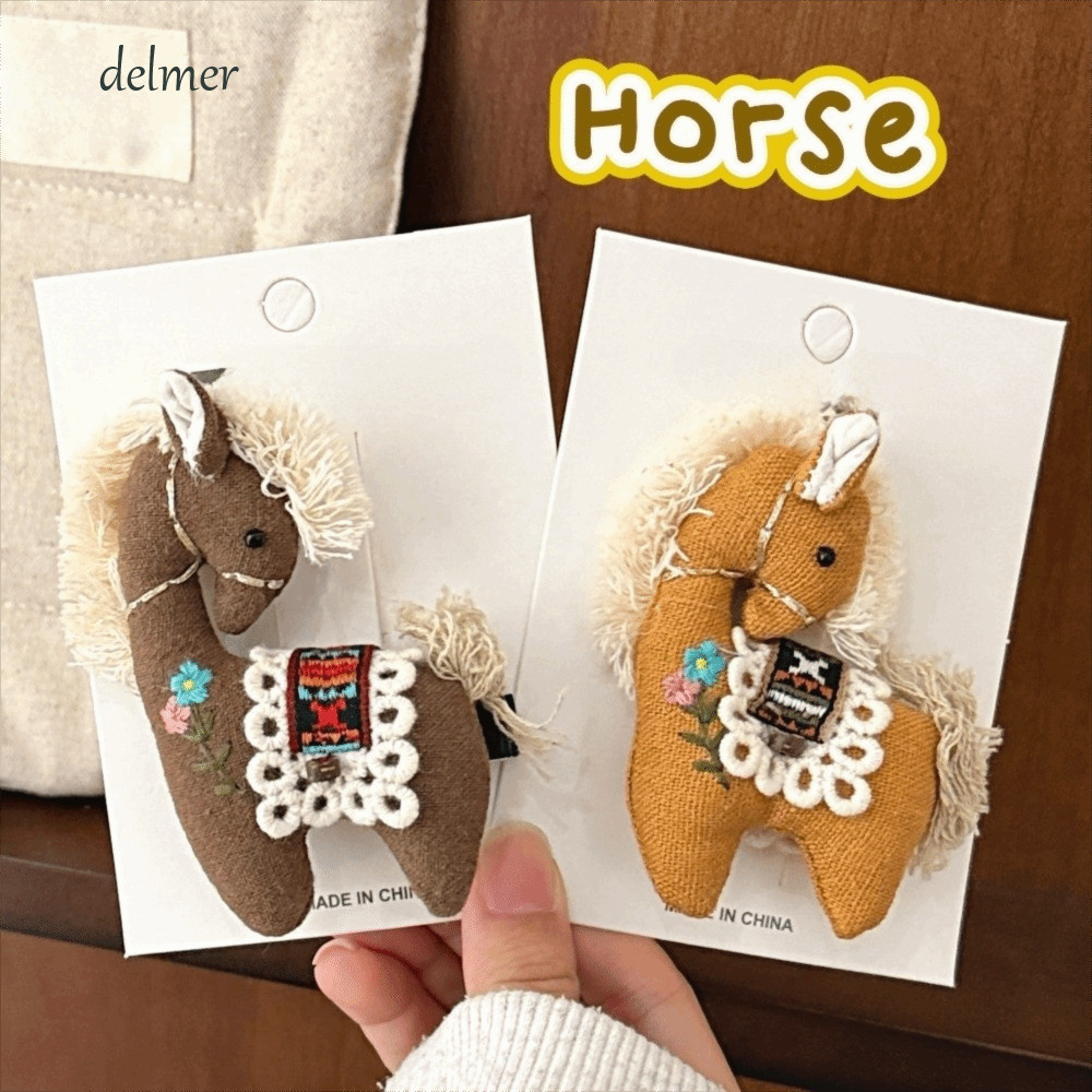 DELMER Horse Hairpins, Cloth Flower Cartoon Hair Clip, Cute Barrettes ...