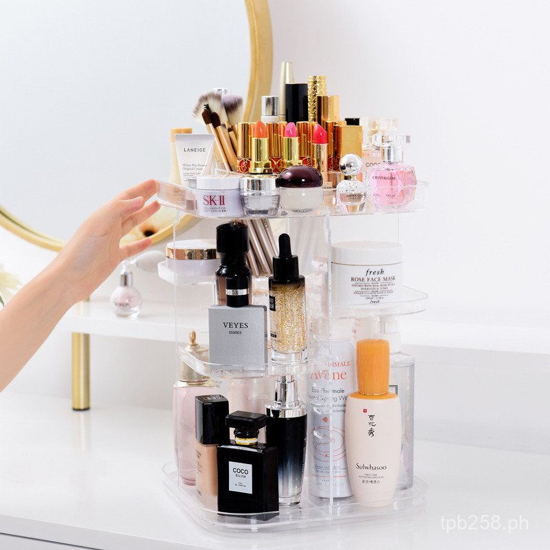 Desktop Storage Rack Shelf Dressing Table Organizer Box Rotating ...
