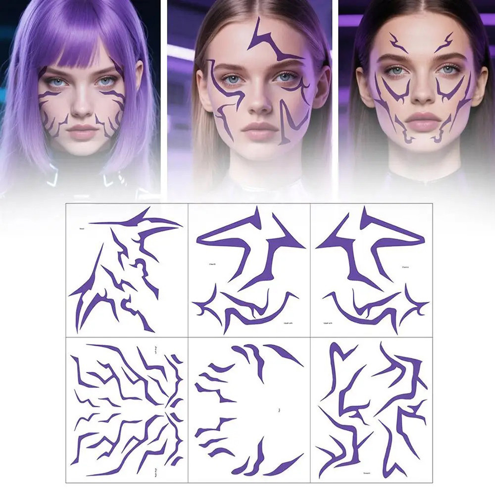 Anime K-pop Demon Hunter 6PCS Laser Tattoo Sticker Girls Group Huntrix ...