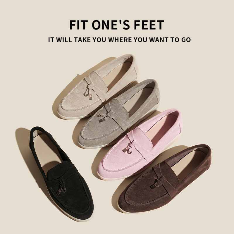 Loafers New Genuine Leather Slip-On Flat Tassel Women's Casual Loafers ...
