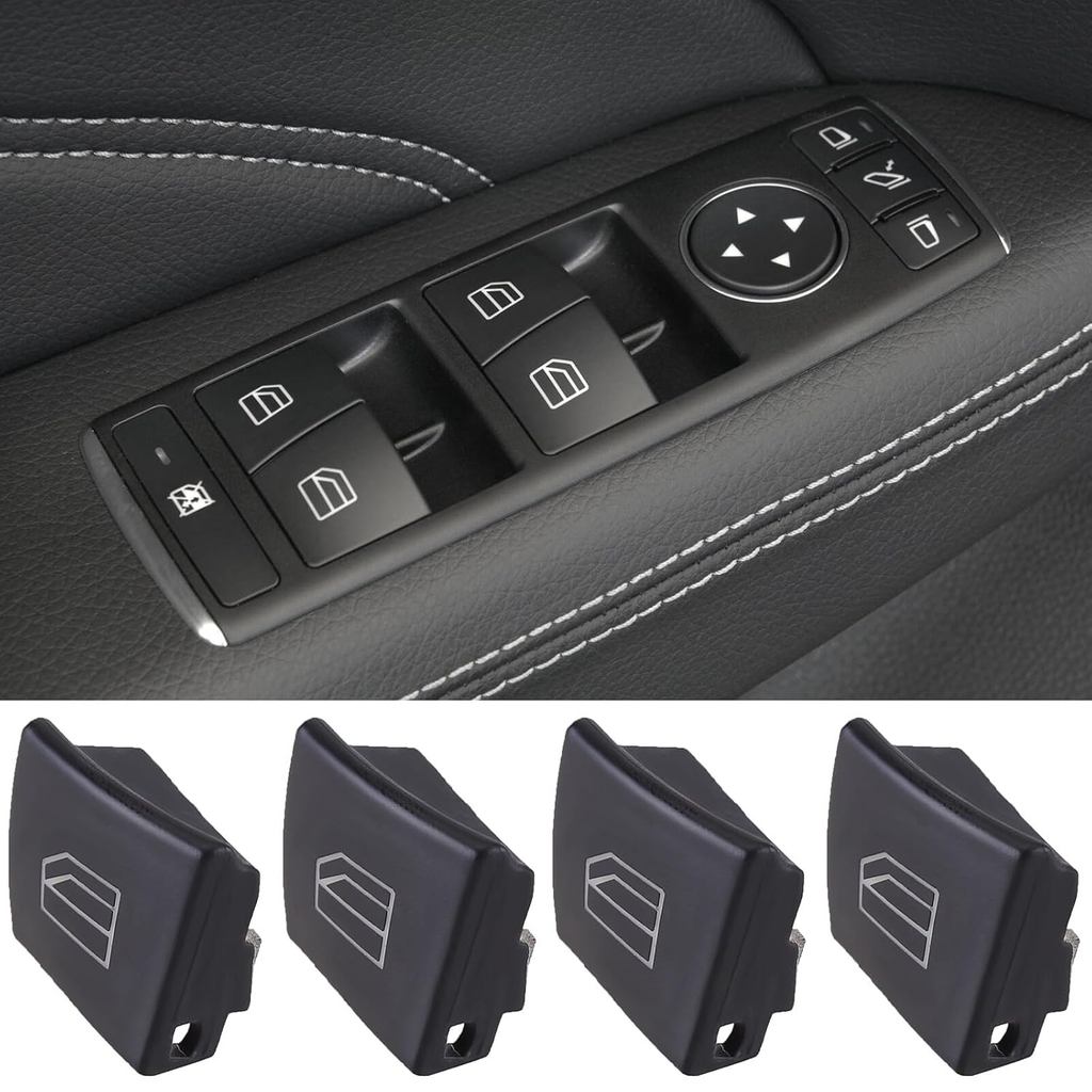 4PCS Front Driver Window Switch Button Cap Compatible with Mercedes ...