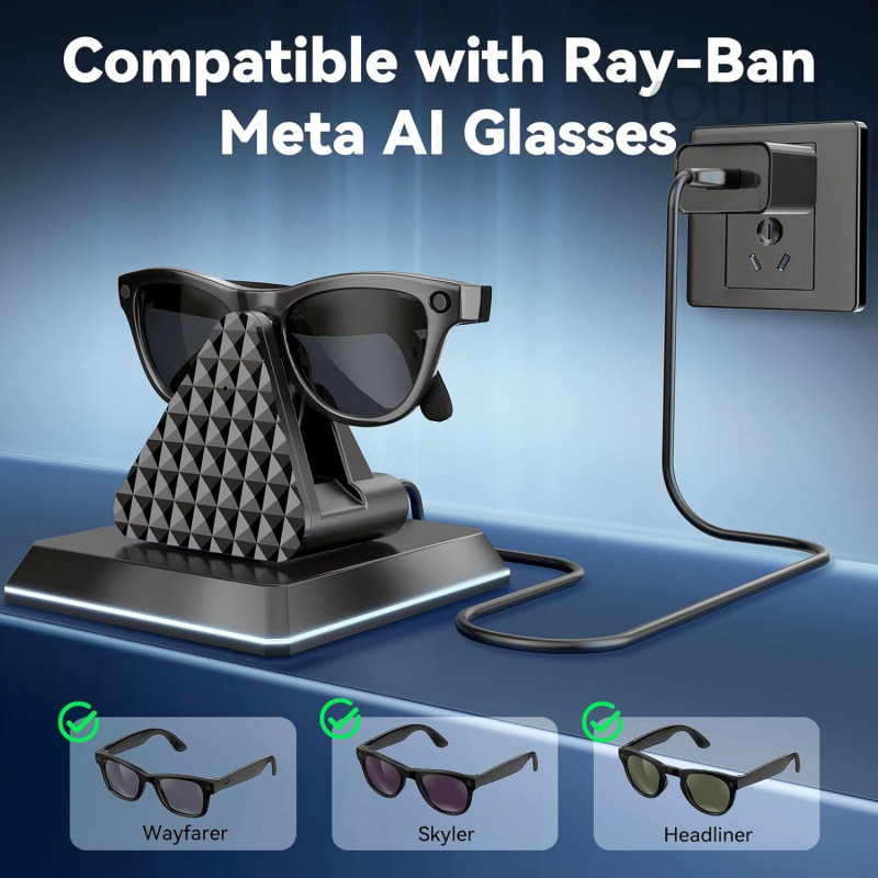 For Ray Ban Meta Rayban smart glasses charger AI fast charging base USB ...