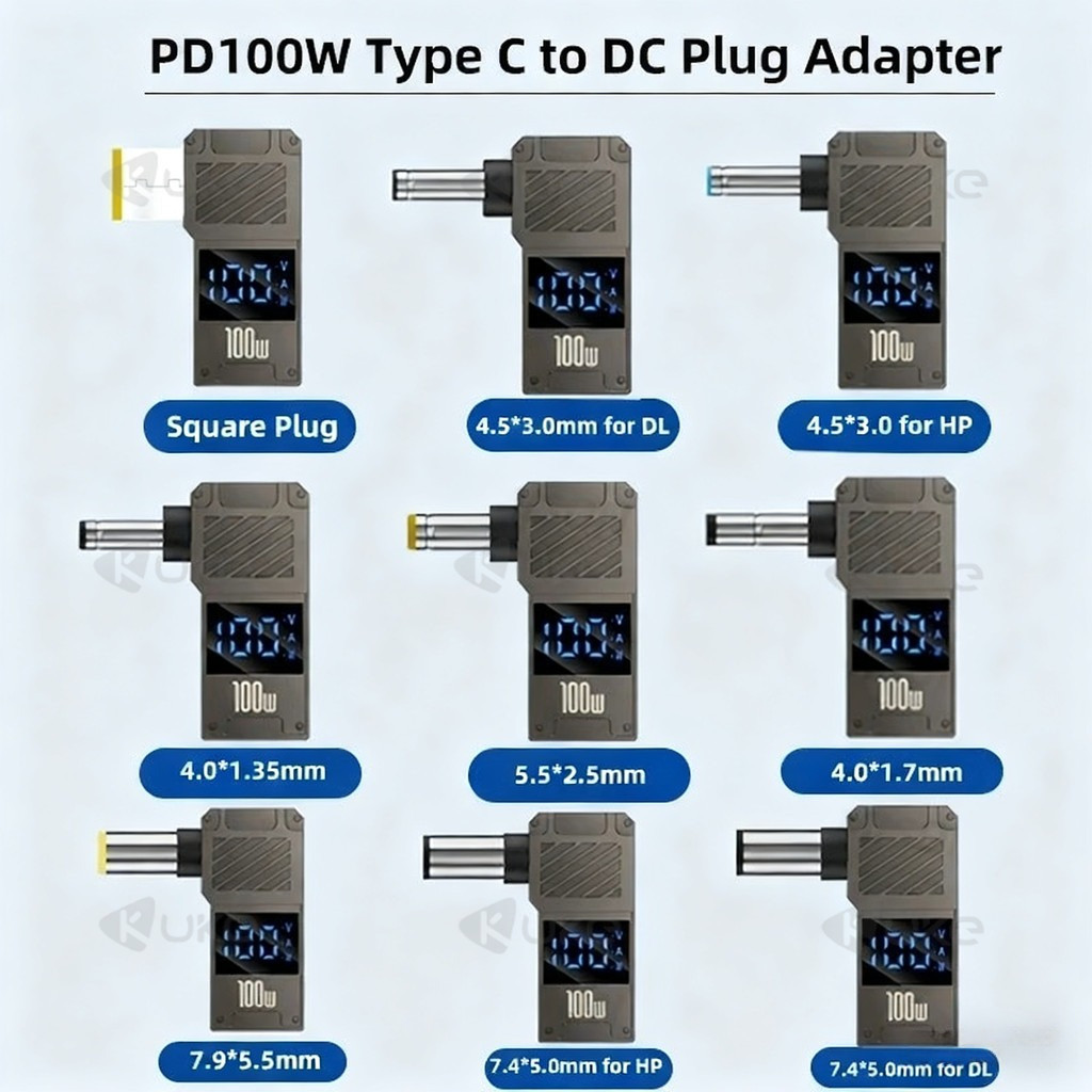 PD100W Type-C to DC Universal Male Laptop Charger Power Adapter ...