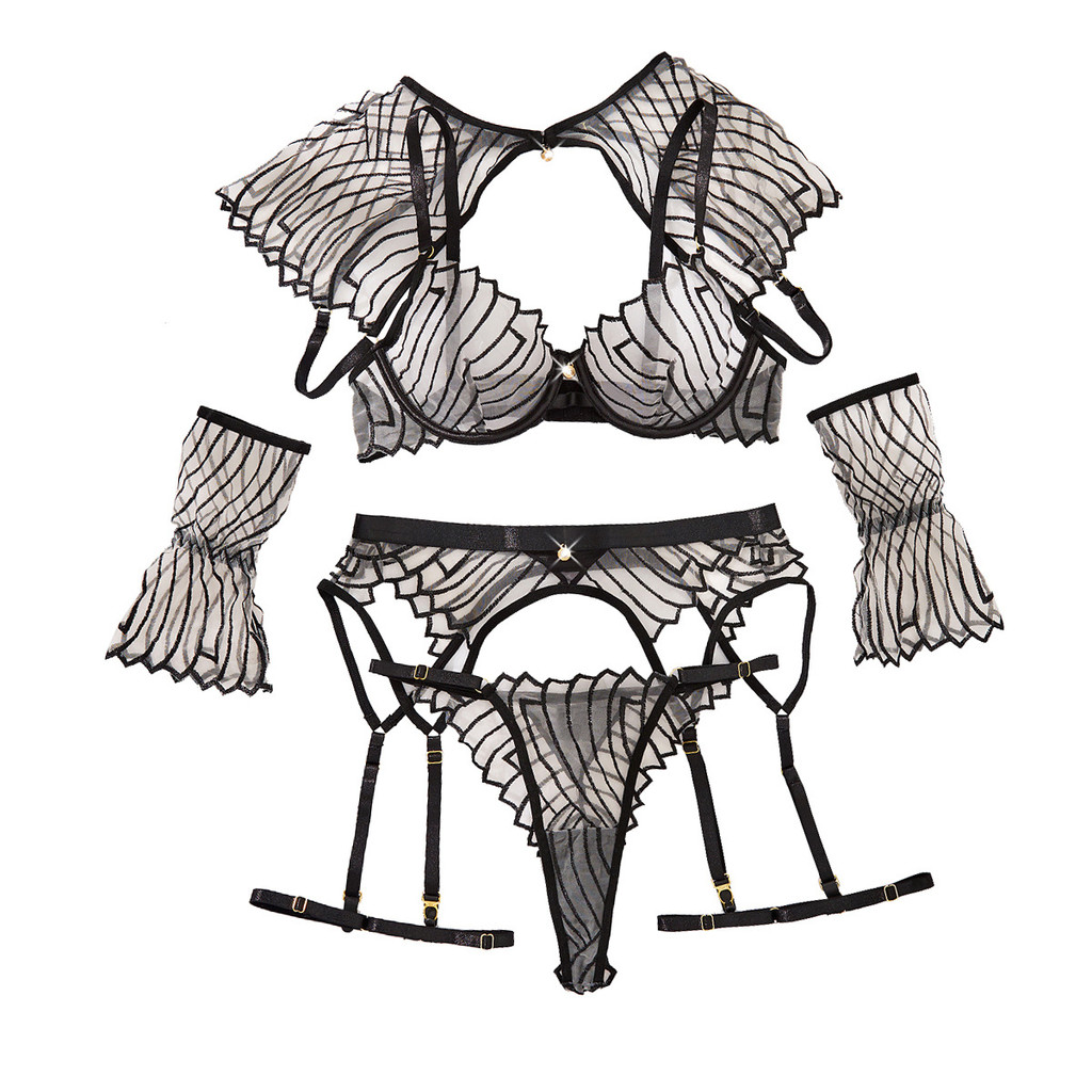 Bikini See-Through Sexy Suit Design Embroidered Shawl Garter Belt Sexy ...