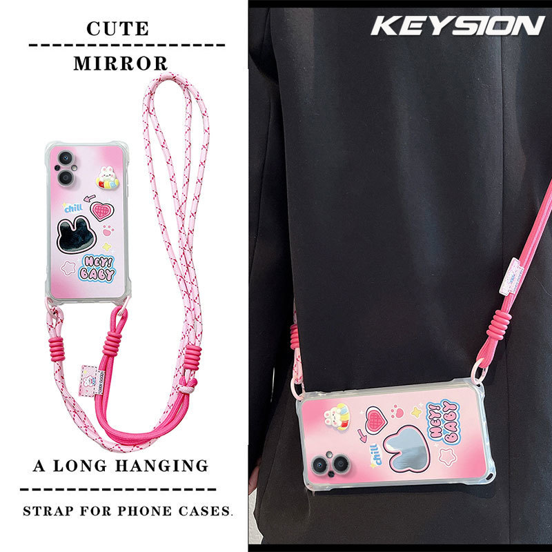 KEYSION Crossbody Strap Phone Case for OPPO Reno8 Z 5G 7Z 5G Cute ...