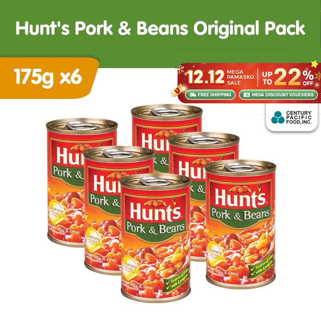 Hunt's Pork & Beans 175g (Pack of 6pcs) - Good Source of Fiber and ...