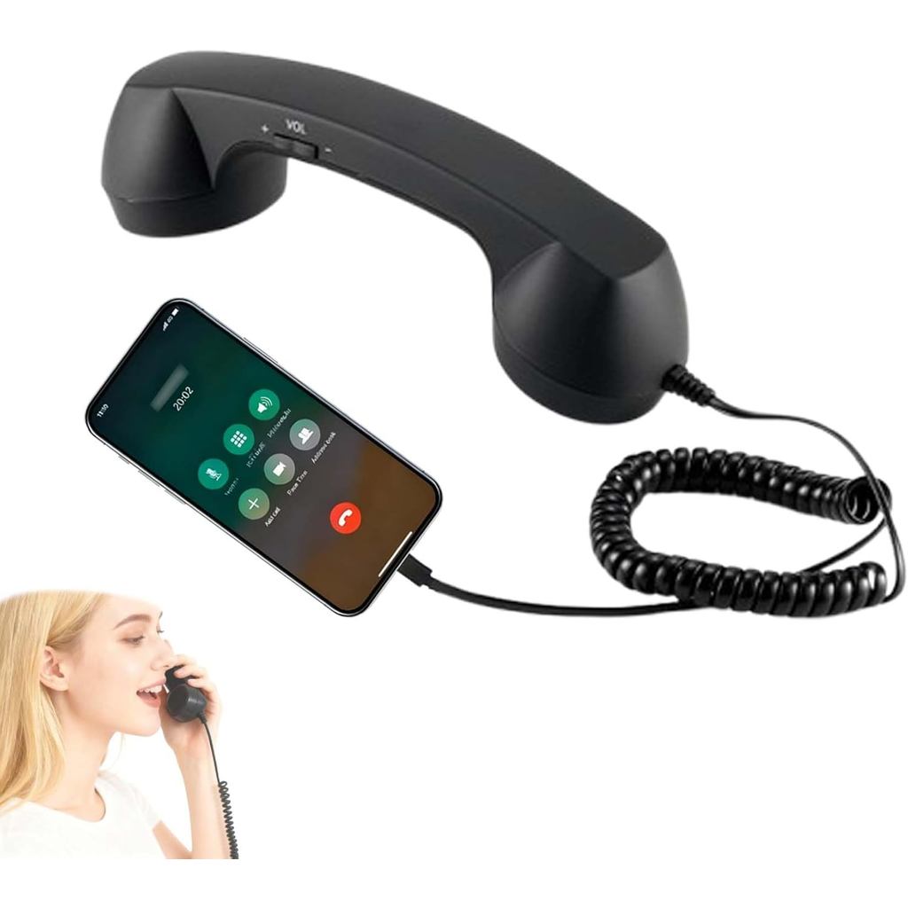 Retro Style Handset for Phones - Type-C Plug-in Microphone for Clear ...