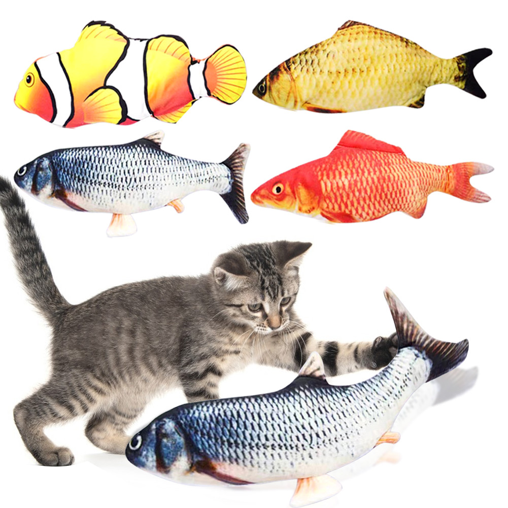 Lifelike Plush Electric Flopping Fish for Cats with Rechargeable ...