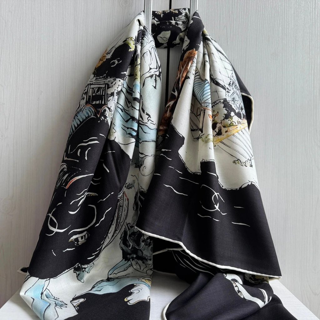 Top Chanel Imported Cashmere Large Square Scarf Scarf Full Set ...