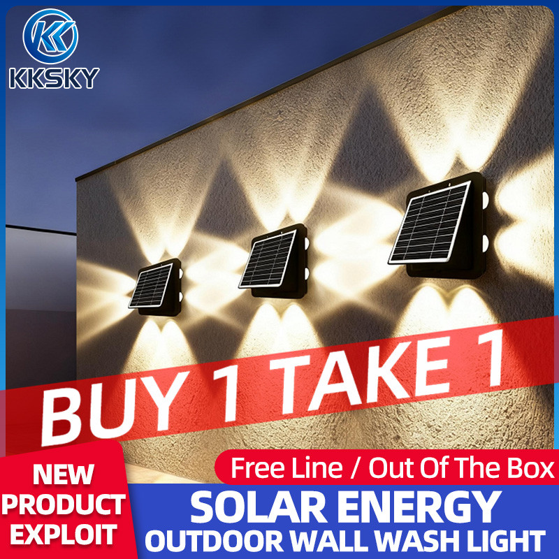 KKSKY Solar Wall Washing Light Warm and RGB Outdoor Waterproof Flood ...
