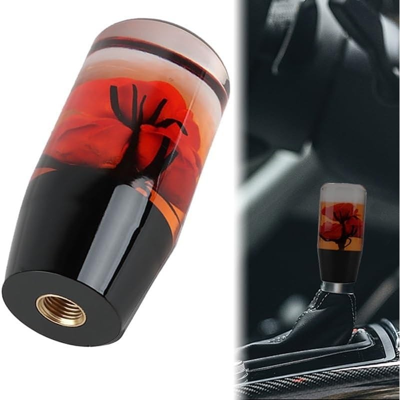 Universal JDM Clear Crystal Real Rose Flower Red Manual Gear Stick ...