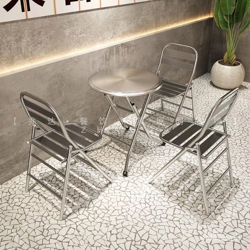 Folding Stall Chairs Set Industrial Style Hot Pot Restaurant Long Table ...