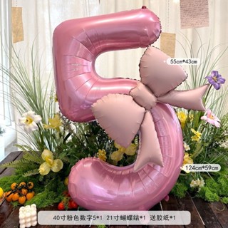 Pink Bow Number Balloon 107cm 133cm Girl's First Birthday Party ...