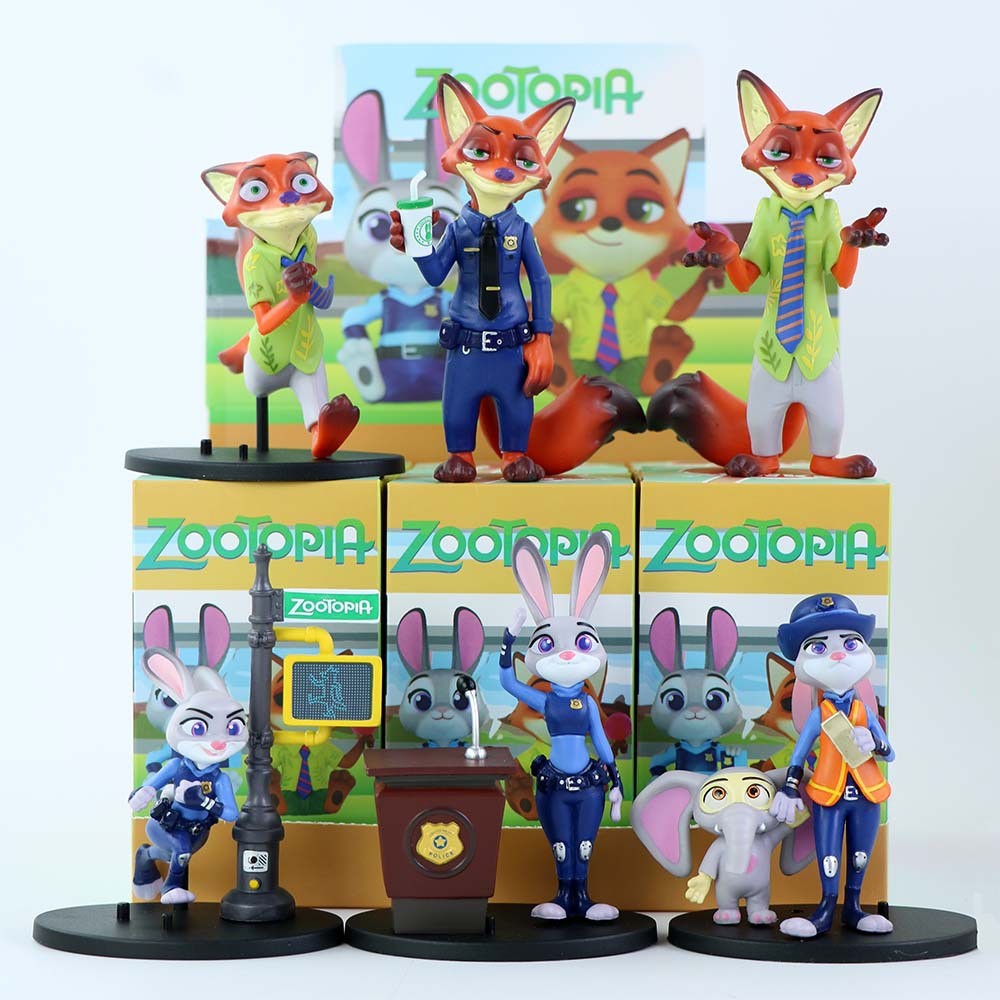 Zootopia Figures Fox Nick Rabbit Police Officer Judy Sloth Cartoon ...