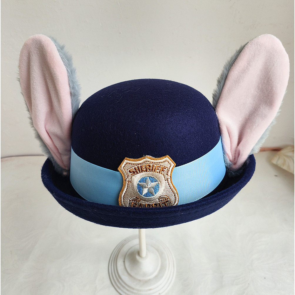 New Judy Hat Rabbit Sheriff Woolen Bowler Hat jk Uniform cos Zootopia ...