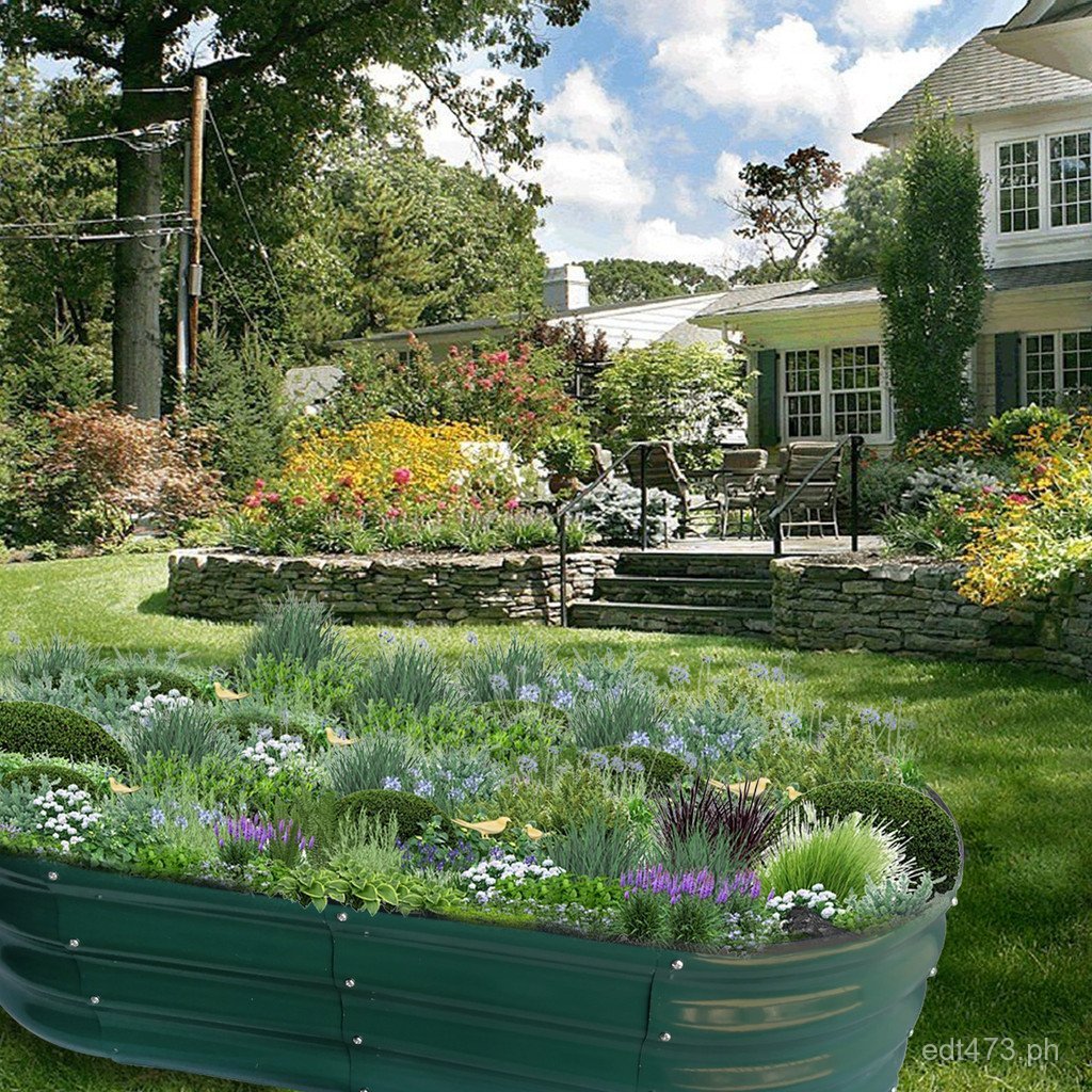 Garden Galvanized Sheet Flower Bed Planting Box Vegetable Bed Metal Box ...