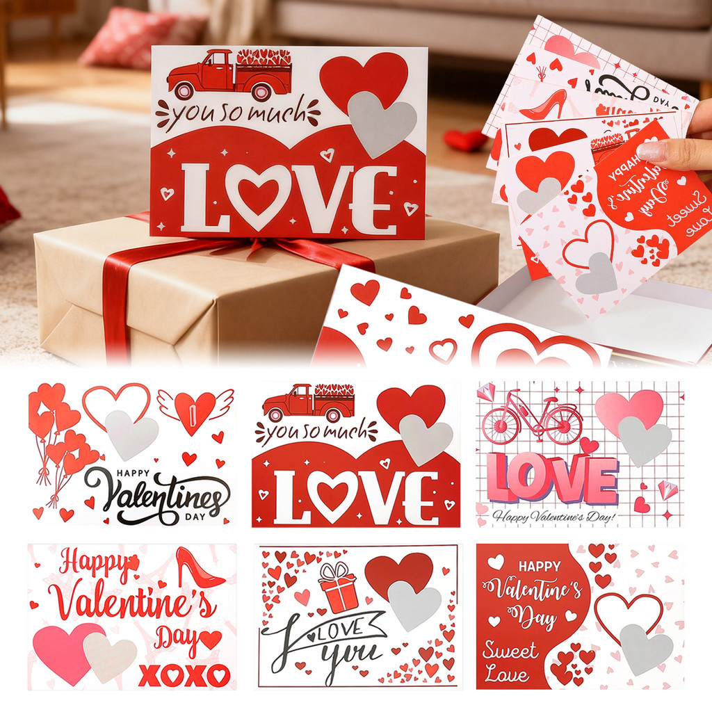 6Pcs Romantic Valentine's Day Scratch-Off Cards - Love-Heart ...