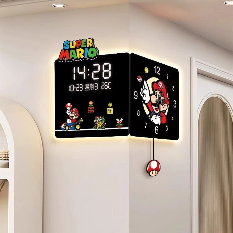 Guangzhou Wechat Trading Co., Ltd. Mario Double-Sided Corner Wall Clock ...