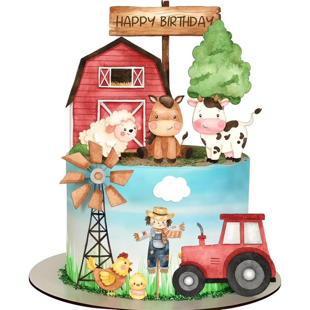 Farm Cake Toppers for Farm Birthday Cake Decorations Farm Animlas Cake ...