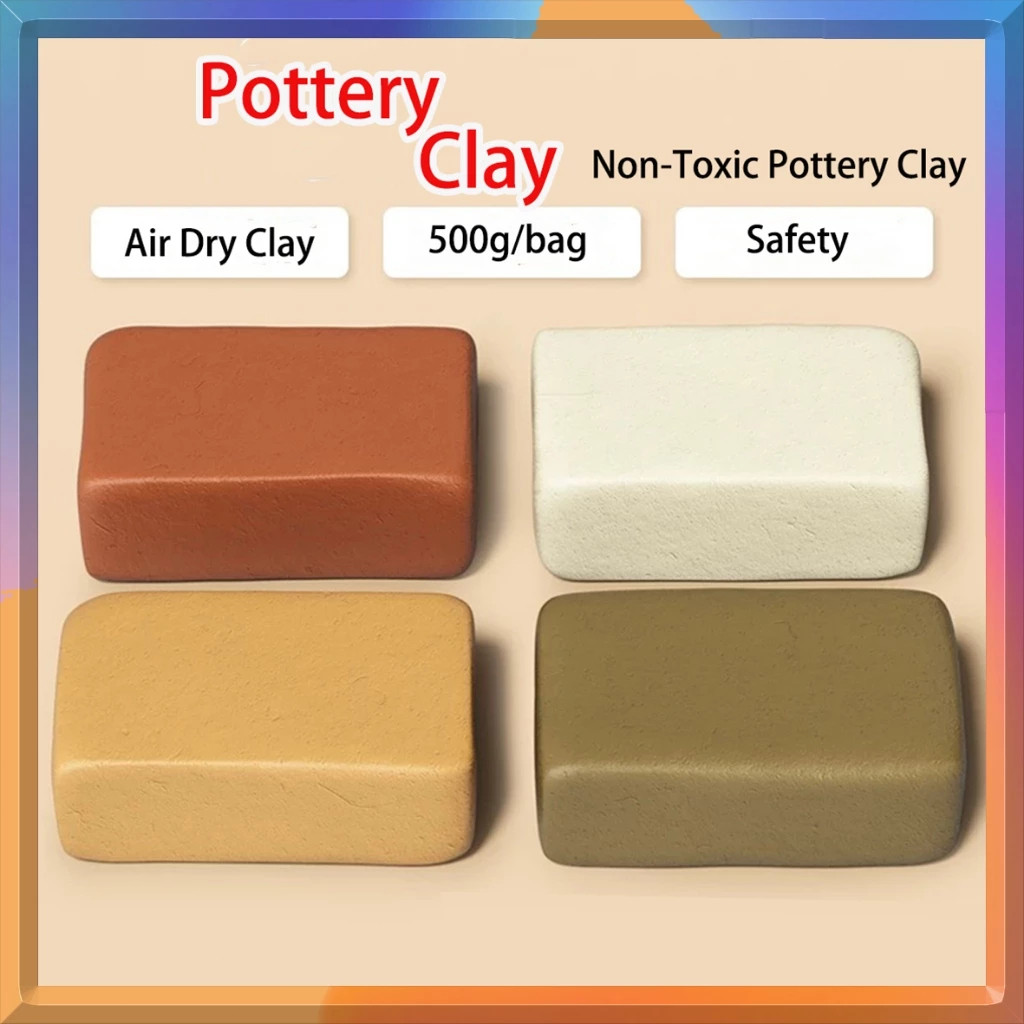 500g Pottery Clay Air-Hardening Modeling Clay Natural Air-Dry Non-Toxic ...