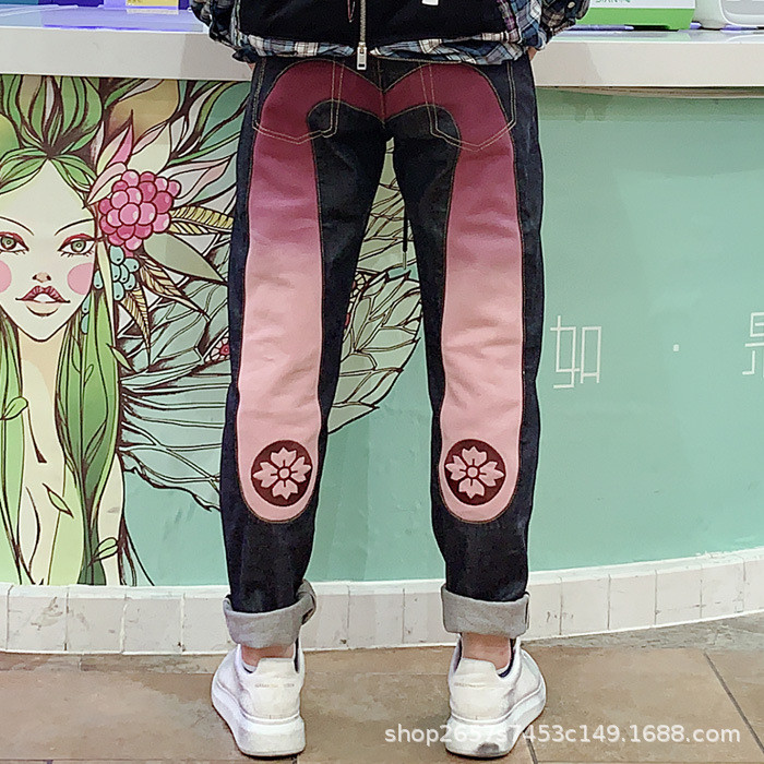 Evisu Male Purple gradient print Loose Straight-Leg Jeans | Shopee ...