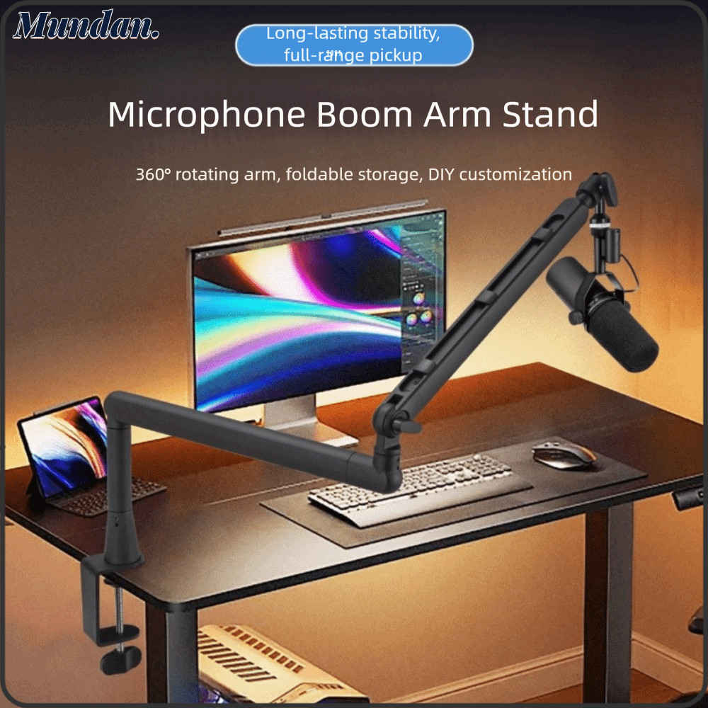 MUNDAN Studio Low Profile Mic Arm, 360 Rotate Adjustable Microphone ...