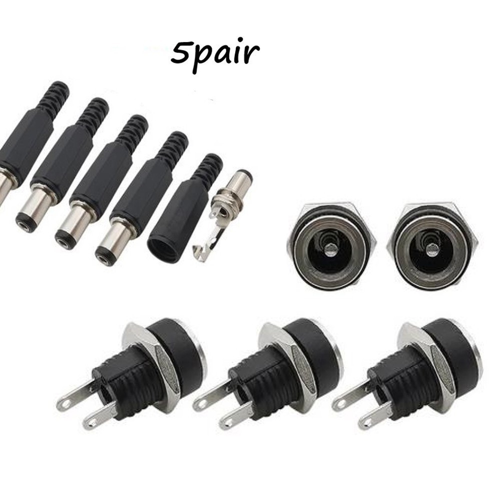 [COD]-5 Pair DC 12V Male Female Socket Panel Mount Barrel Jack Plug ...