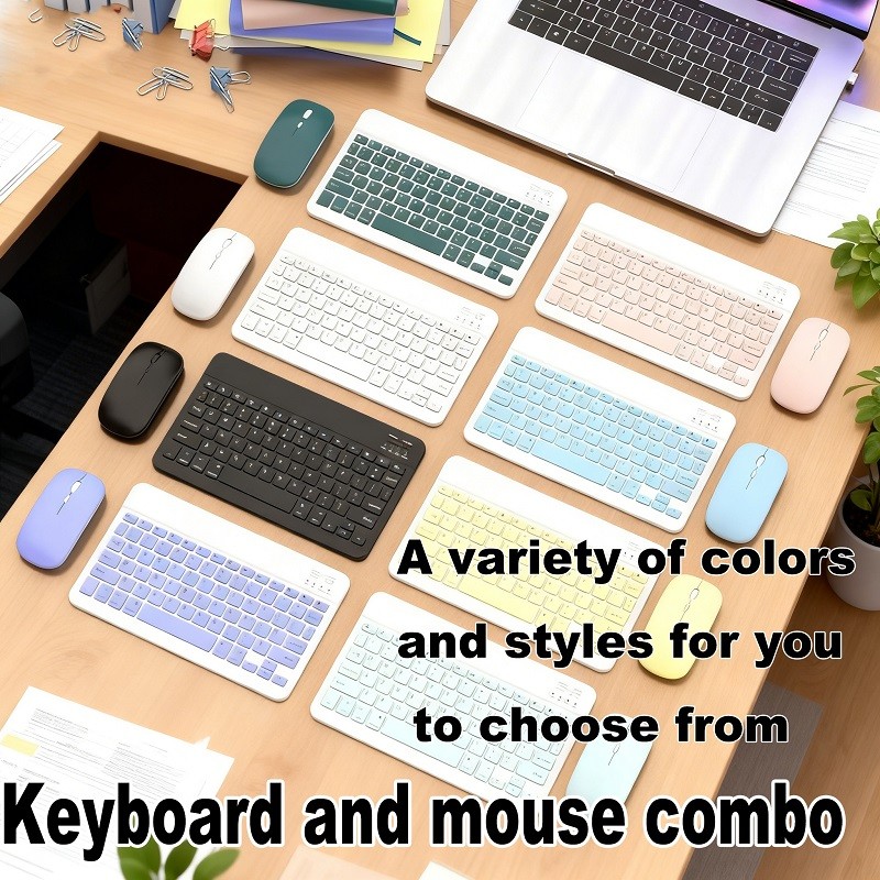 Multi-Device Wireless Bluetooth Mini Keyboard Mouse Set (10 Inch ...