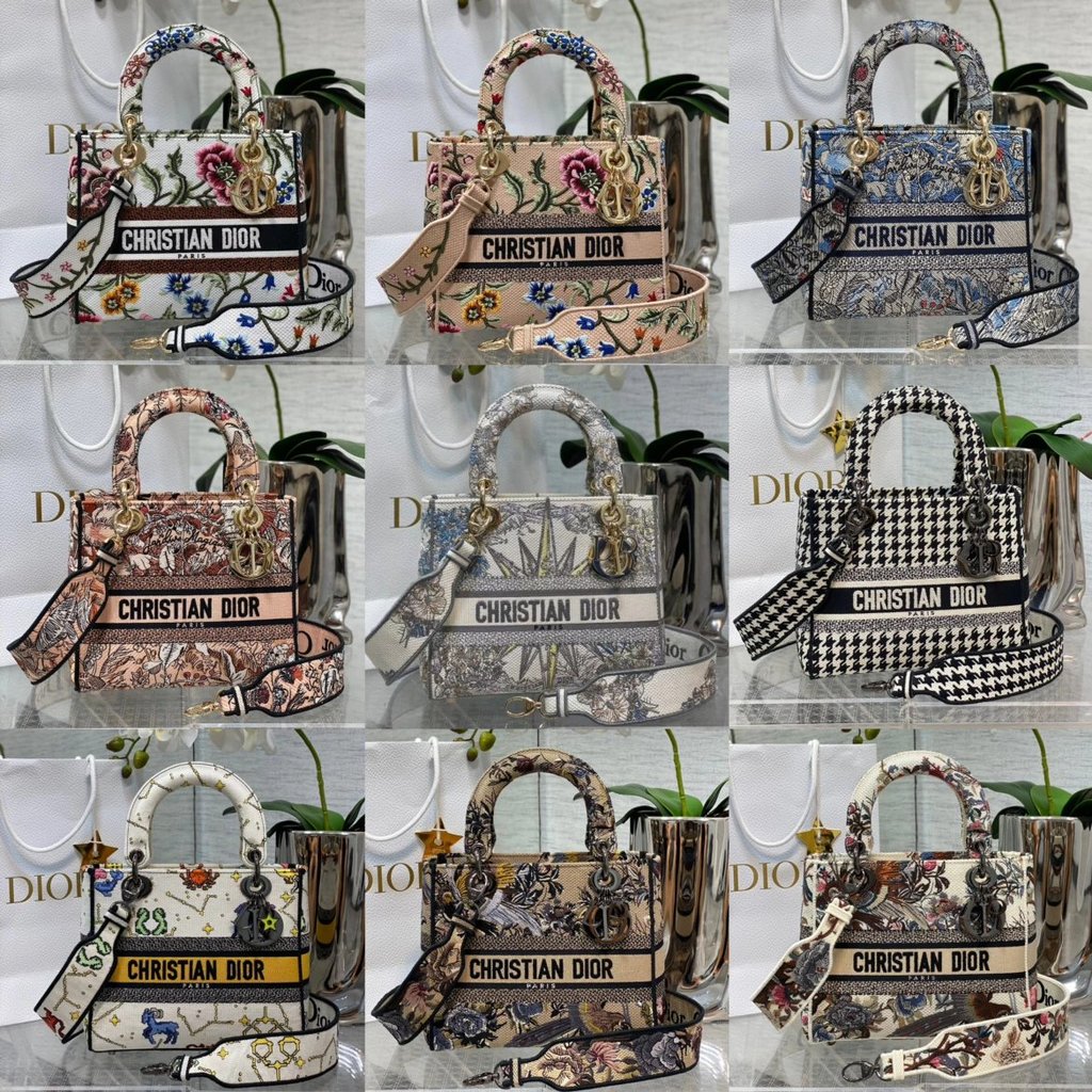 Dior New Style Five-Grid Embroidered Tiger Five-Pointed Star Lady Dior ...