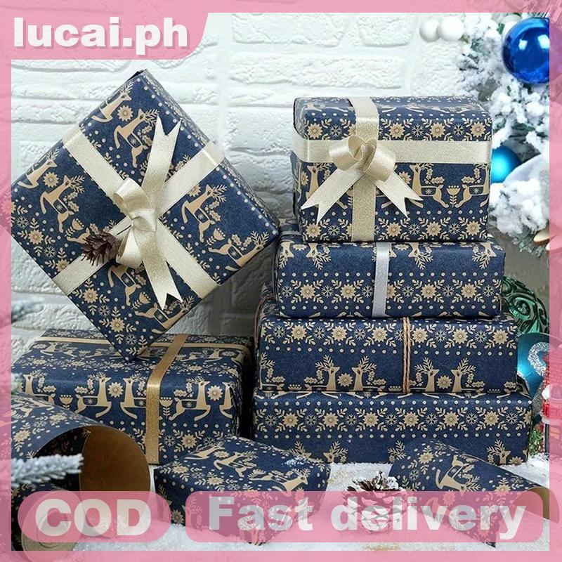 lu Christmas Wrapping Paper Roll Navy Blue Kraft Wrapping Paper ...