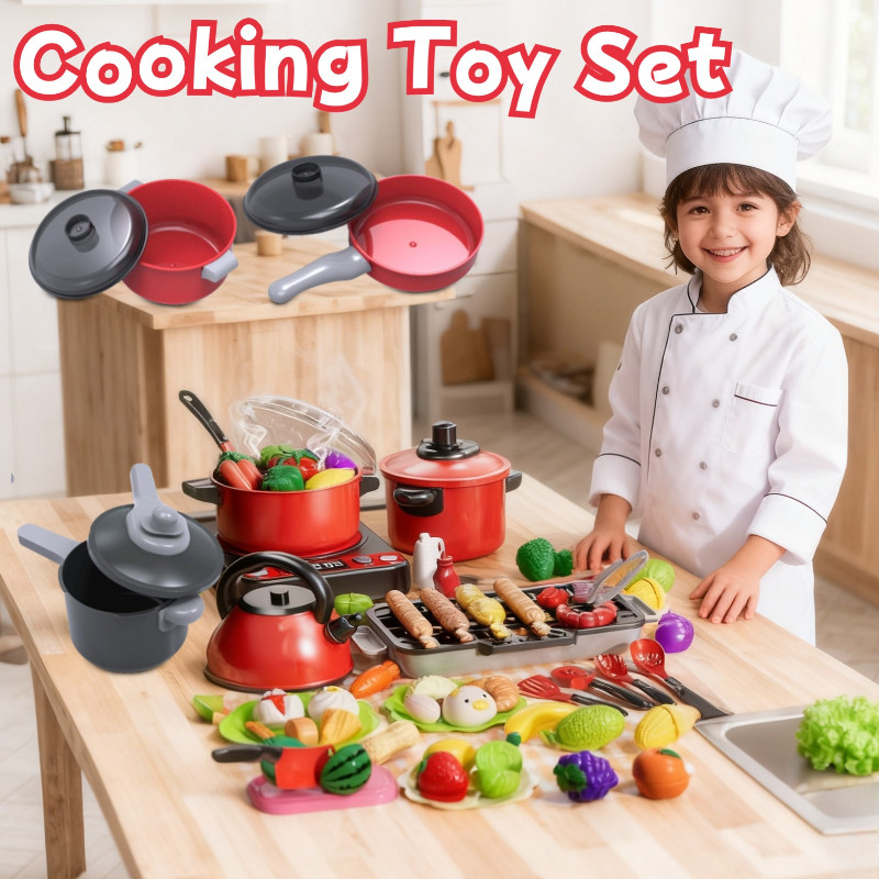 Kitchen Toys for Kids Plastic Cooking Toy Set Girls Boys Play House ...