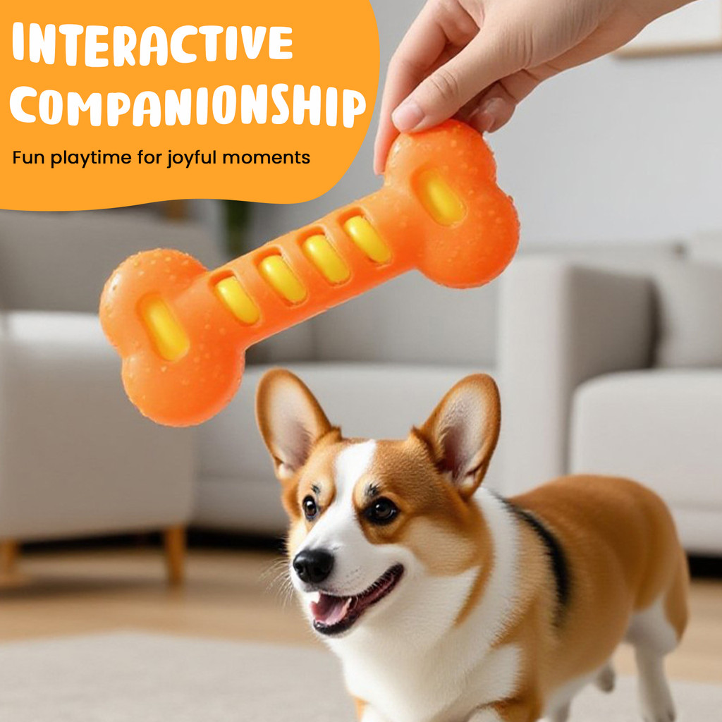 3Pcs Dog Chew Toy Squeaky Bones Teeth Cleaning Molar Stick Textured ...