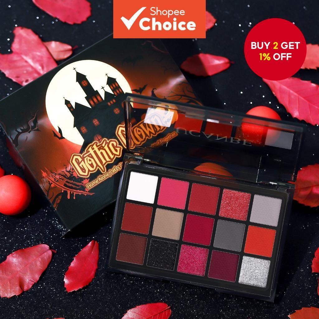 UCANBE Red Vampire Eyeshadow Makeup Palette, 15 Colors Burgunry Gray ...