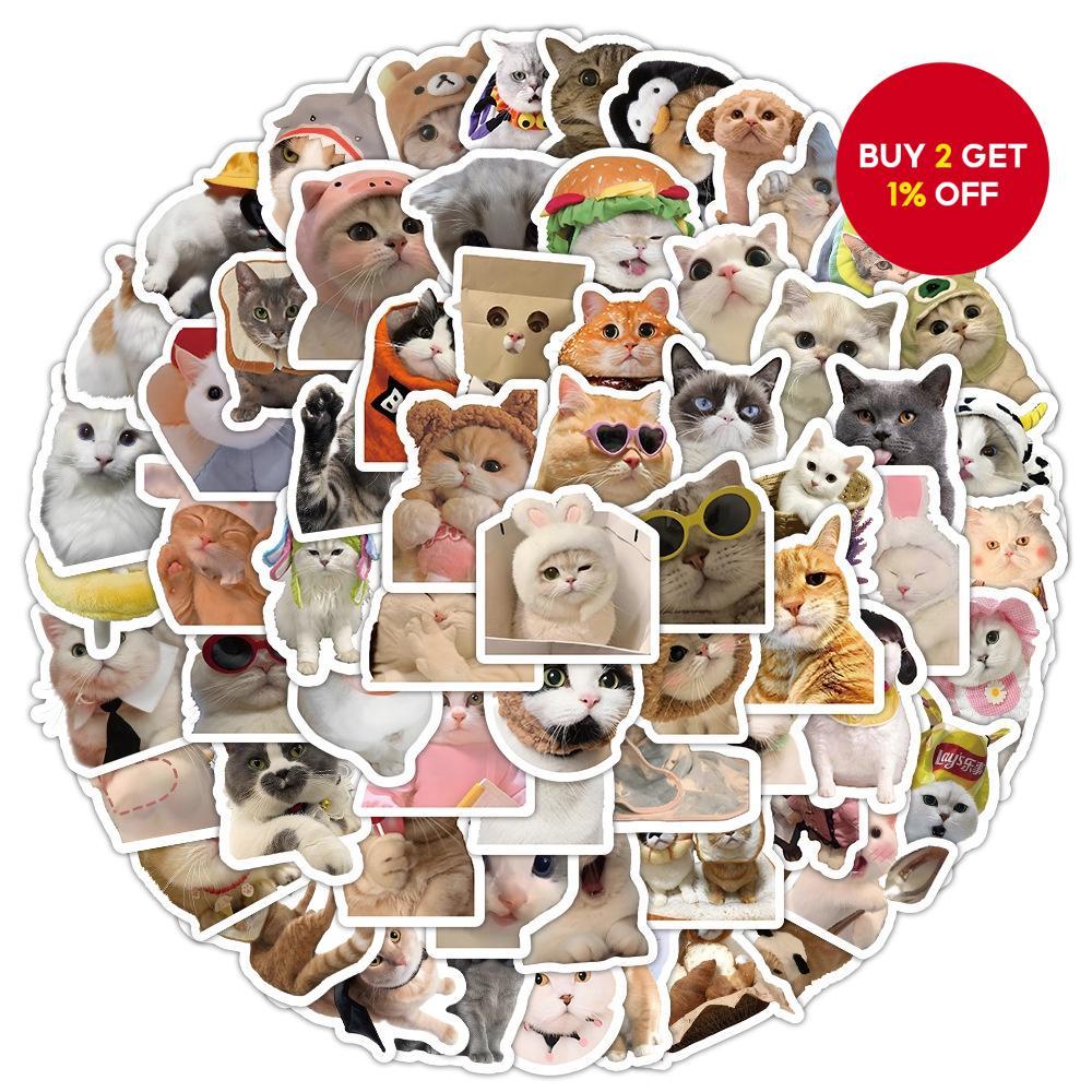 100PCS Realistic Cat Stickers - Waterproof Vinyl Decals for Helmet ...