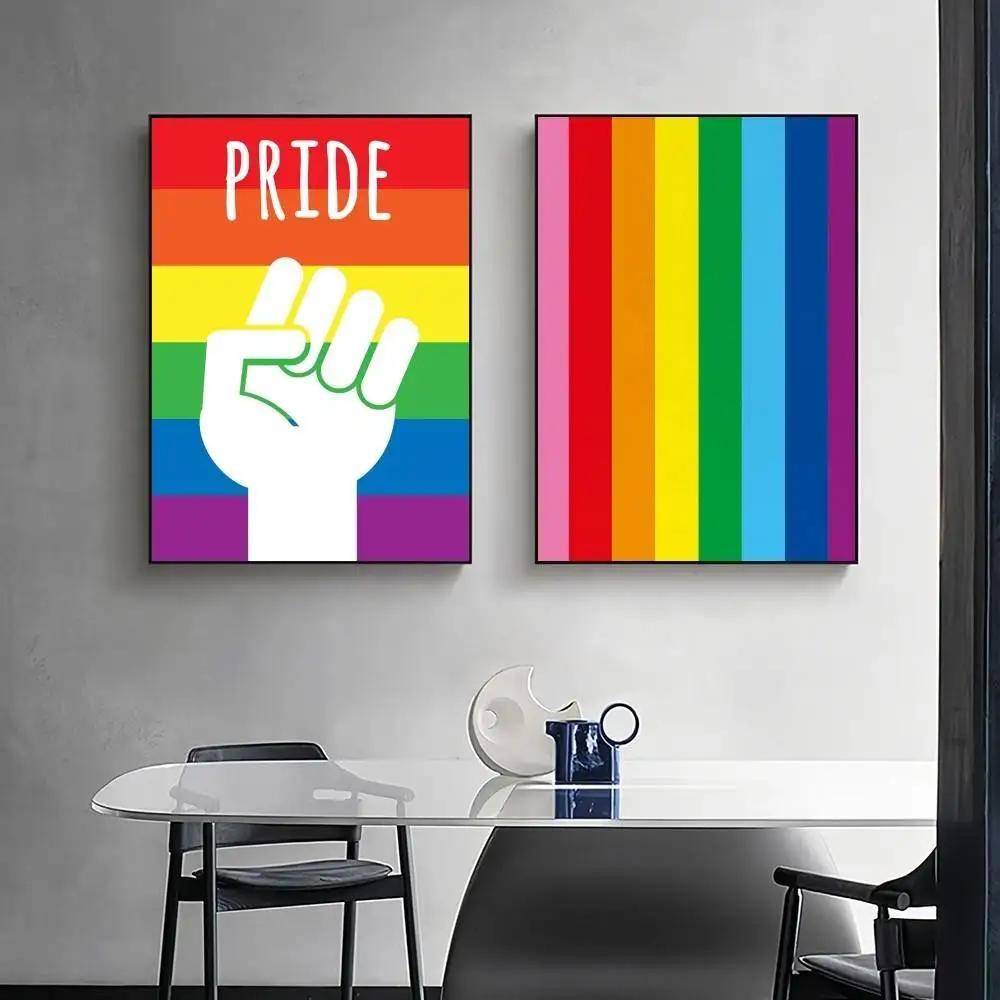 Rainbow Flag Poster Print LGBTQ Wall Art Canvas Painting for Living ...