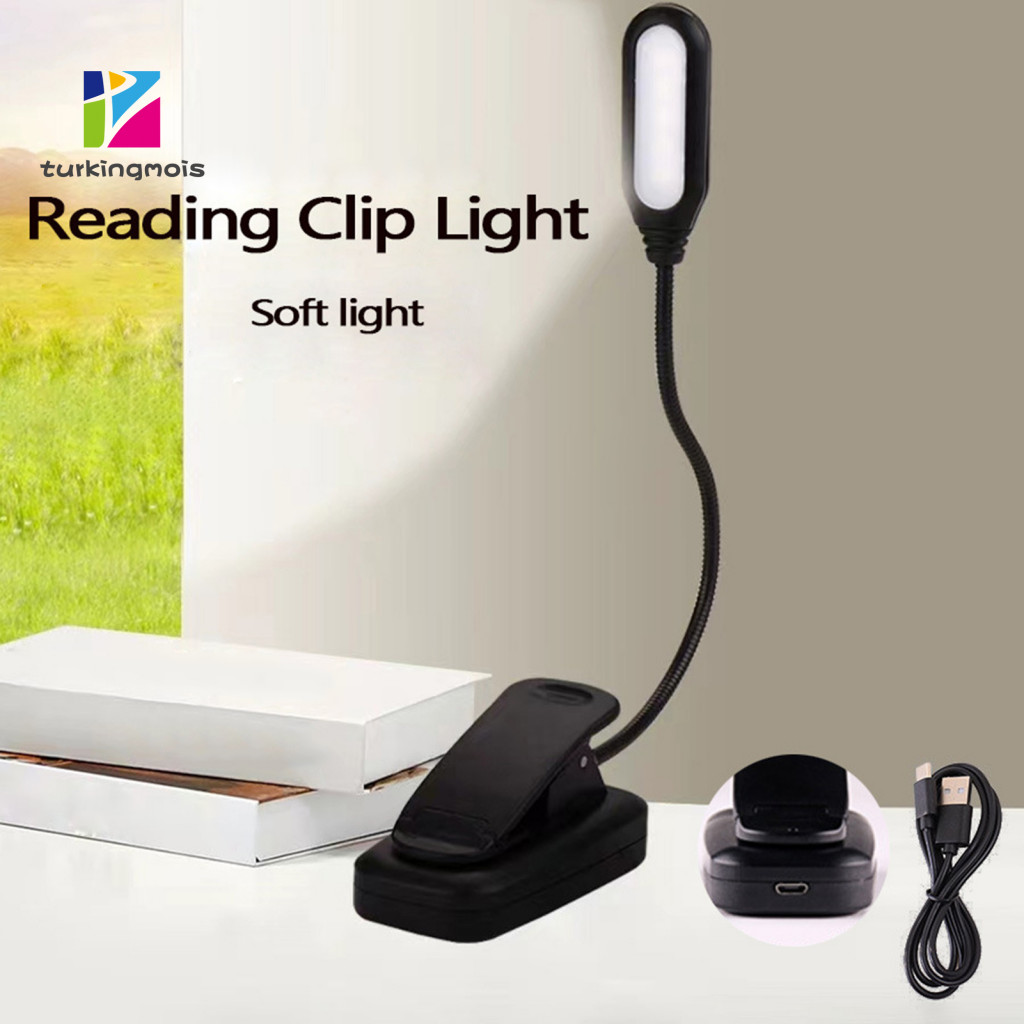 ZTUR_ Rechargeable Reading Light Clip-on Book Lamp Flexible Clip-on ...