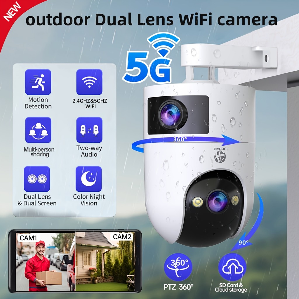 FHD PTZ Dual-Lens Camera: Offers auto-tracking, 5G WiFi, and outdoor ...