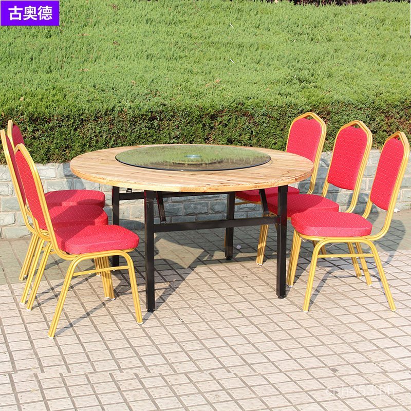 Round Table Round Table Hotel Fir Solid Wood Folding Three-Layer Solid ...