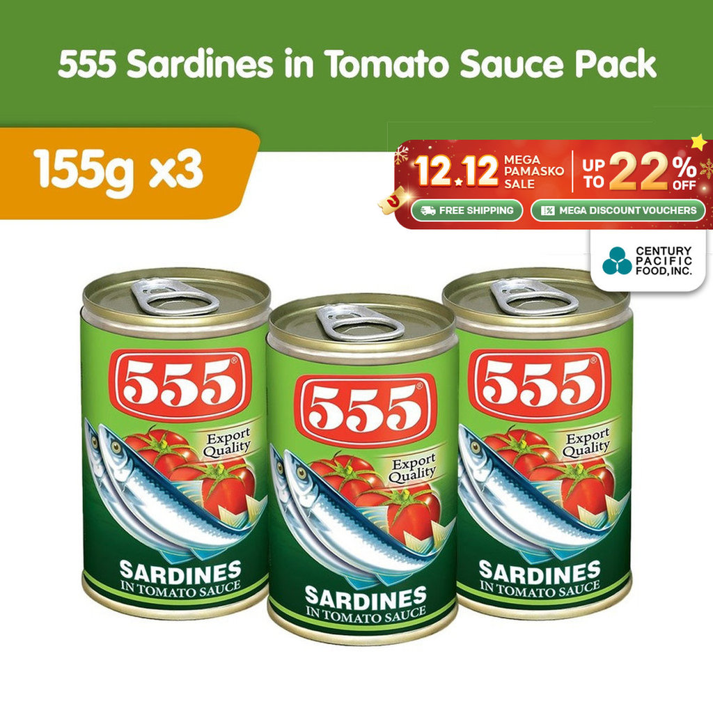 555 Sardines in Tomato Sauce 155g (Pack of 3) - Rich in Calcium ...
