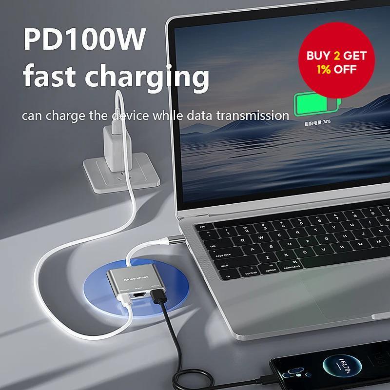 New 3-in-1 Aluminum Multi-Port Adapter Type C USB C HUB for 4K HDMI ...