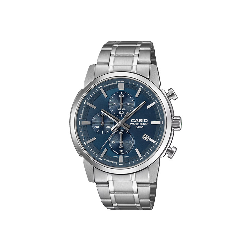 Casio (MTP-E510D-2A2VDF) Silver Stainless Band 50 Meter Chronograph ...
