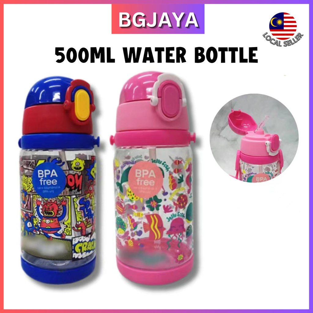500ML Kids Water Bottle BPA Free with Straw Botol Air Kanak (BGJAYA ...