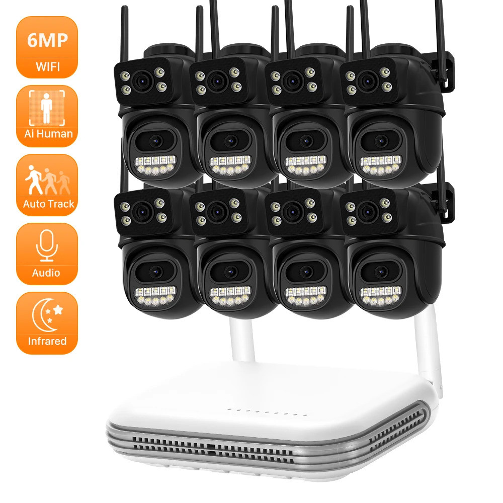 Wireless Cctv System Wifi Camera Kit 6mp Ptz Ip Cameras With Dual Lens ...