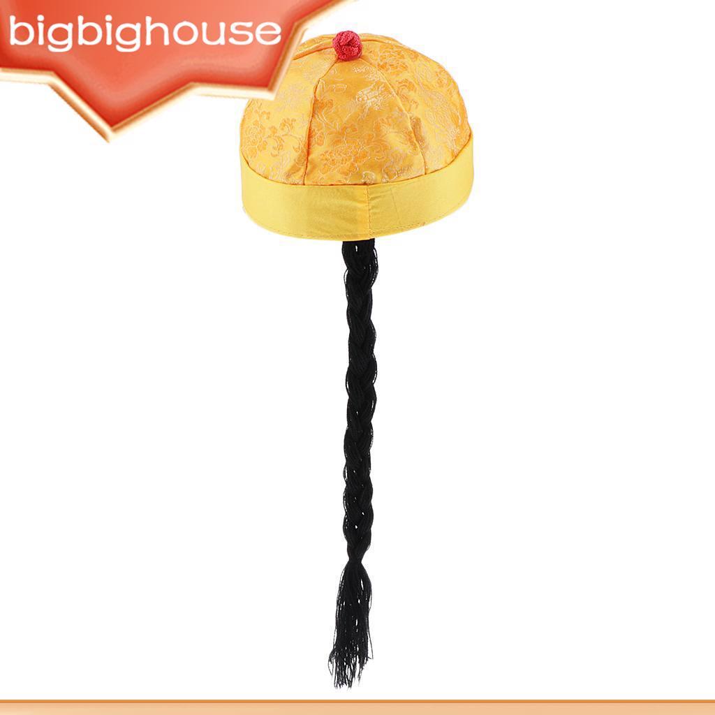 2/3 Kids Chinese Emperor Cap with Colorful Ponytail Role Play Party ...